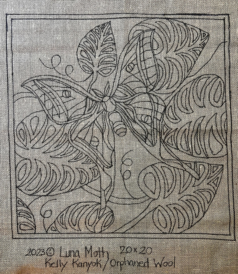 Luna Moth- Linen Rug Hooking Pattern – Orphaned Wool