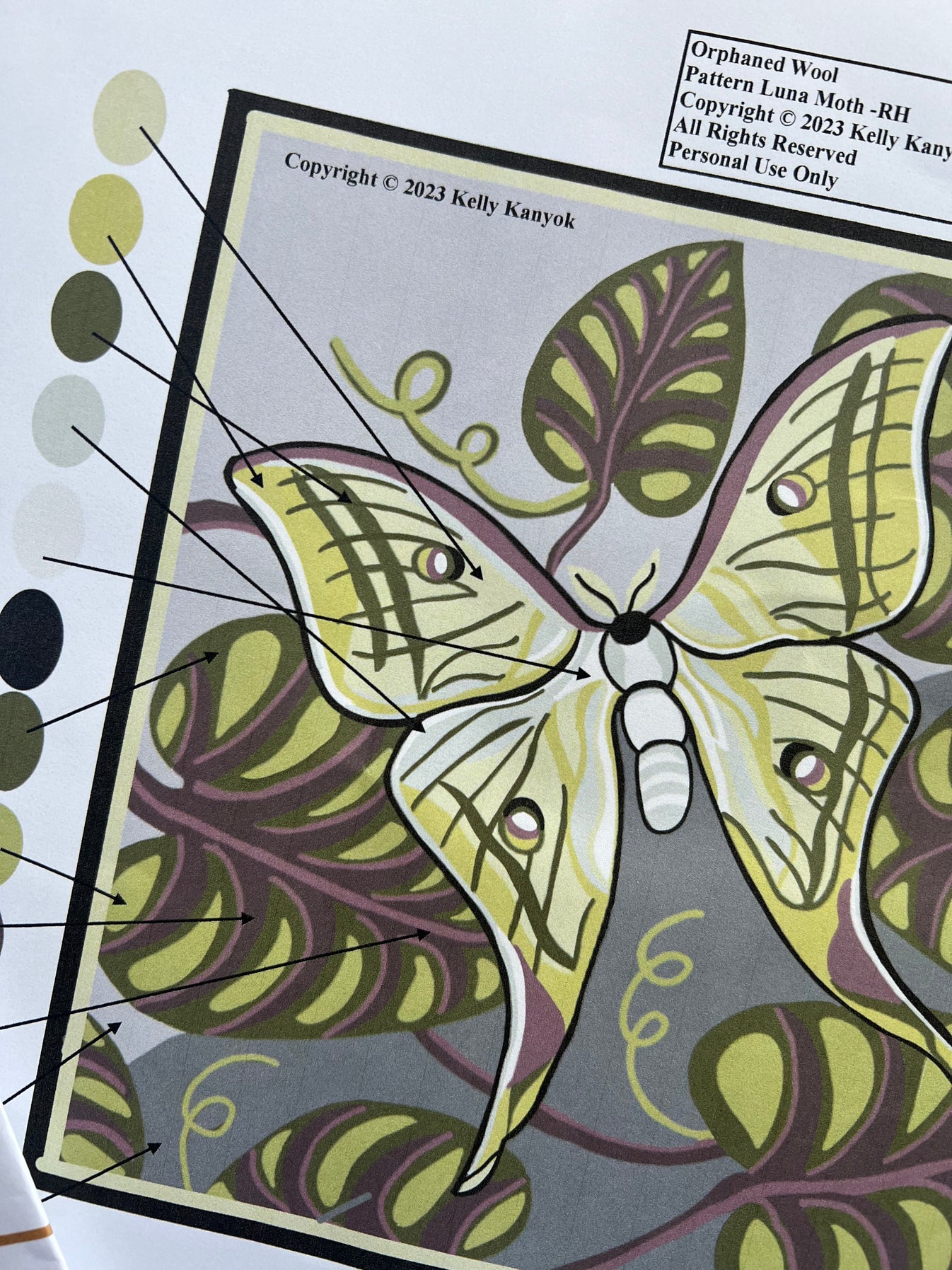 Luna Moth- Linen Rug Hooking Pattern – Orphaned Wool