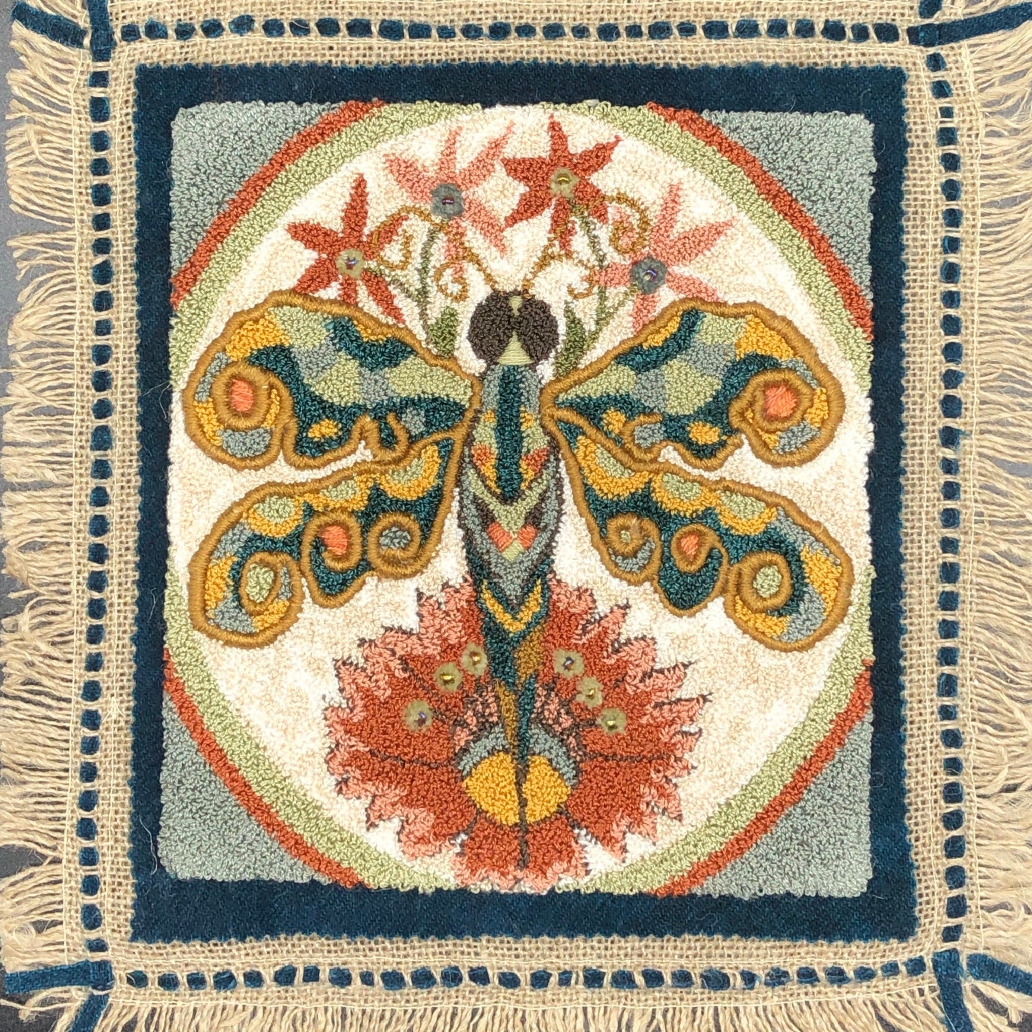 Dragonfly PDF Punch Needle Pattern - Insect Floral Design | Orphaned ...