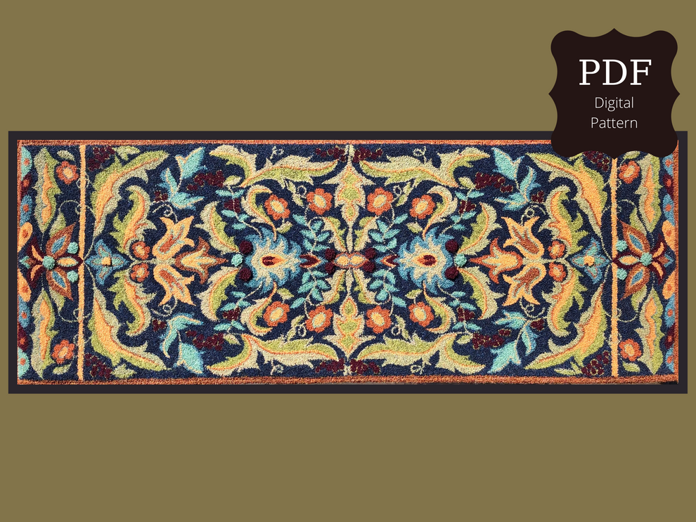 Tapestry Runner PDF Punch Needle Pattern - Floral Design | Orphaned ...