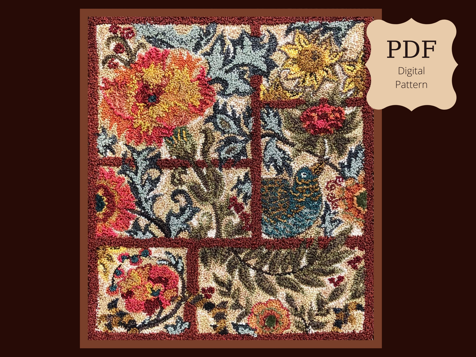 Views of Morris - Punch Needle PDF Pattern | Floral Design | Orphaned ...